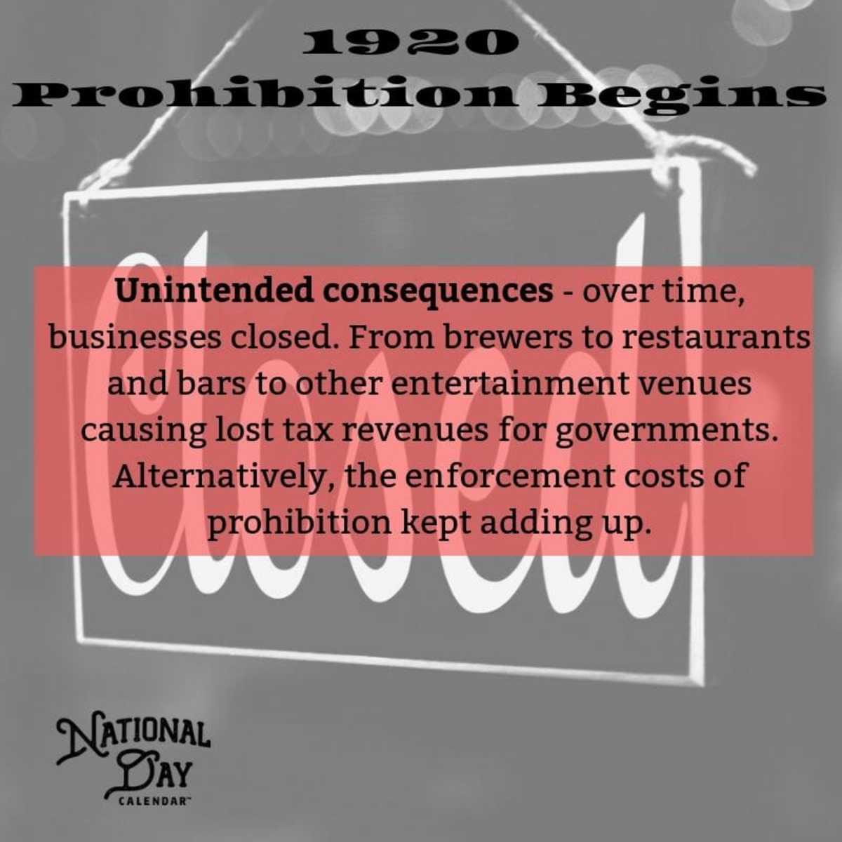100 YEARS OF PROHIBITION HISTORY - National Day Calendar