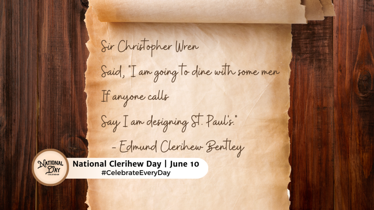 NATIONAL CLERIHEW DAY | July 10 - National Day Calendar