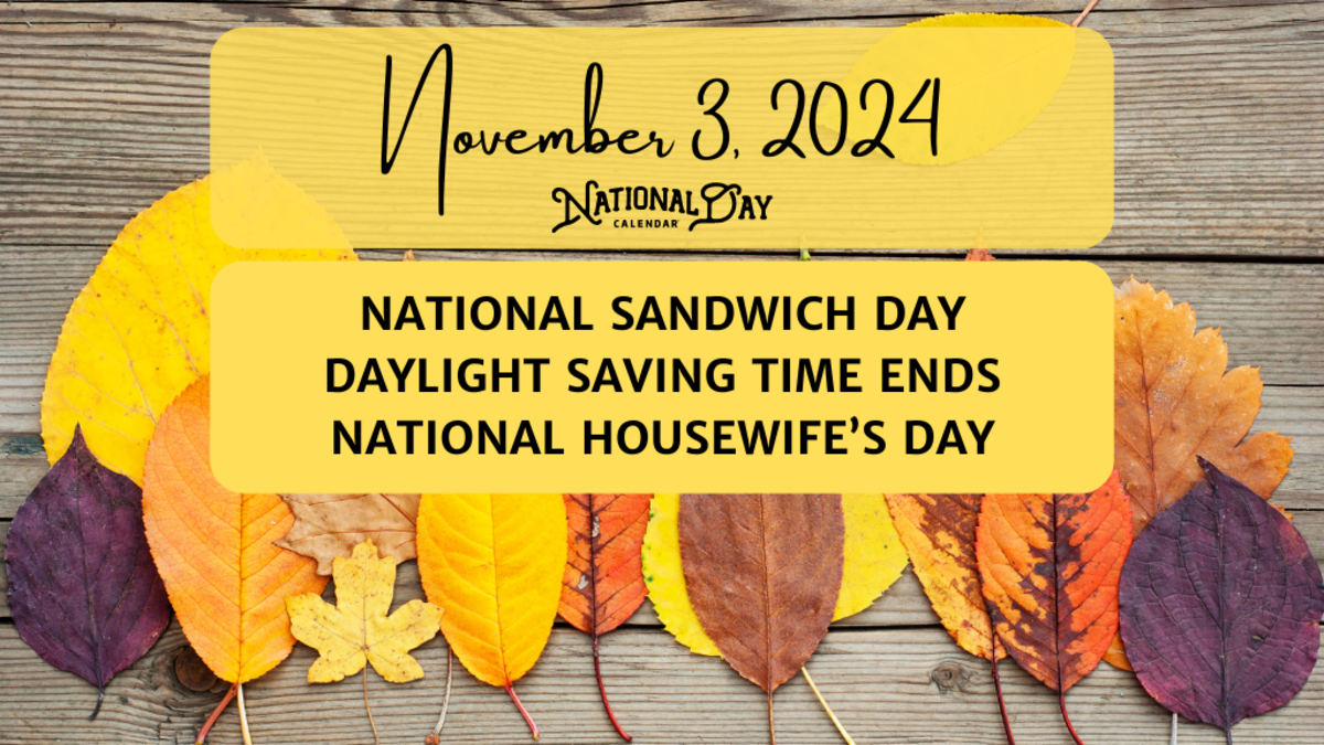 NOVEMBER 3, 2024 | NATIONAL SANDWICH DAY | DAYLIGHT SAVING TIME ENDS ...