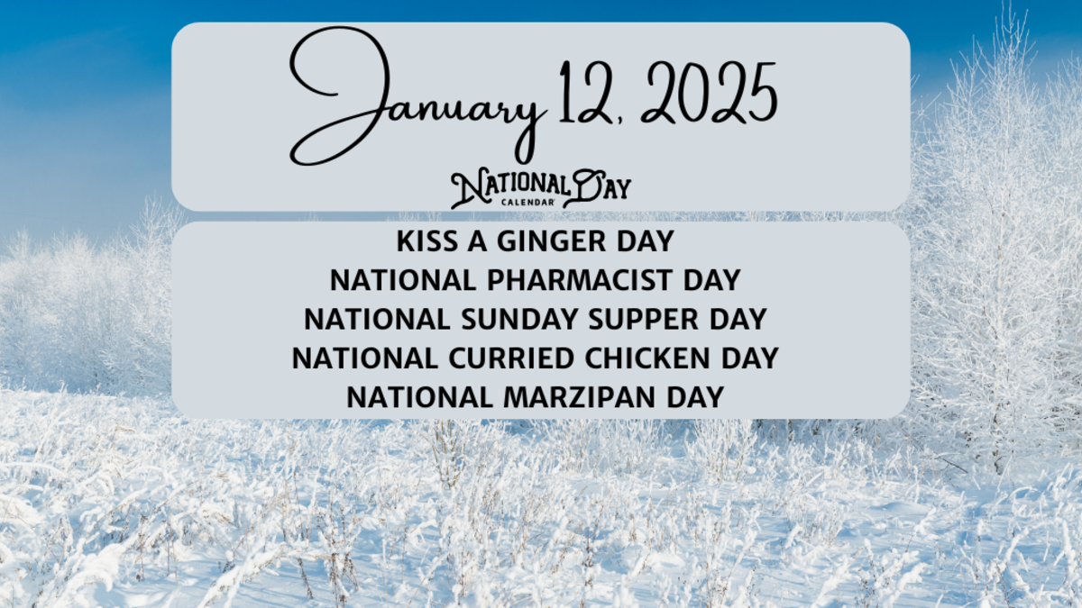 JANUARY 12, 2025 | KISS A GINGER DAY | NATIONAL PHARMACIST DAY | NATIONAL SUNDAY SUPPER DAY ...