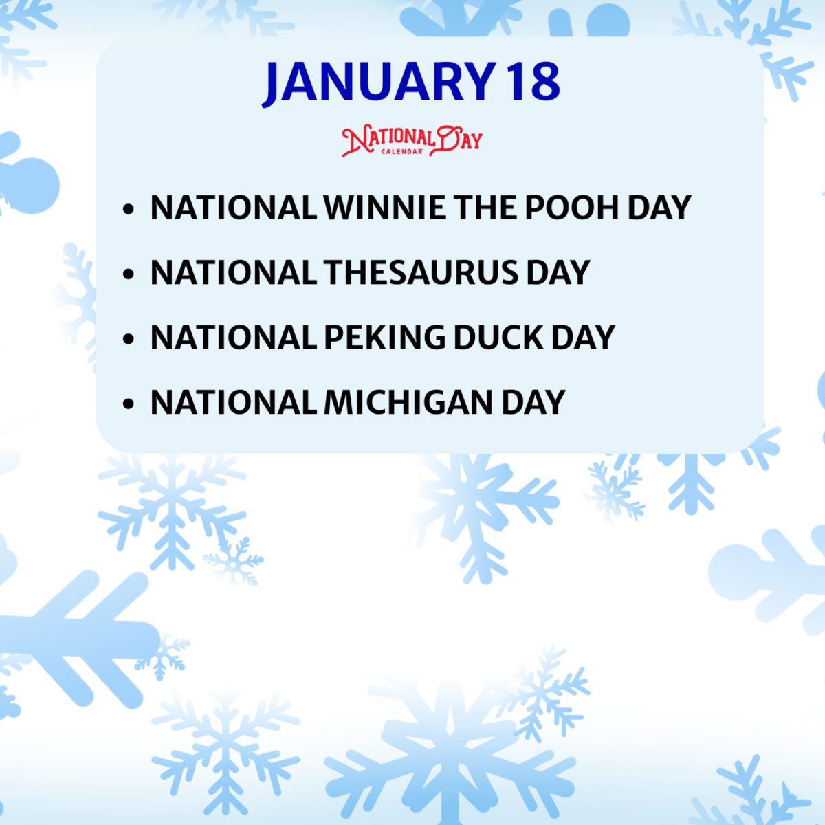 JANUARY 18, 2026 | NATIONAL WINNIE THE POOH DAY | NATIONAL THESAURUS ...